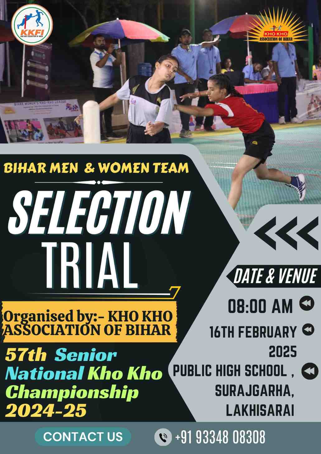 Bihar Senior Kho Kho Team Selection Trials on February 16; World Cup ...