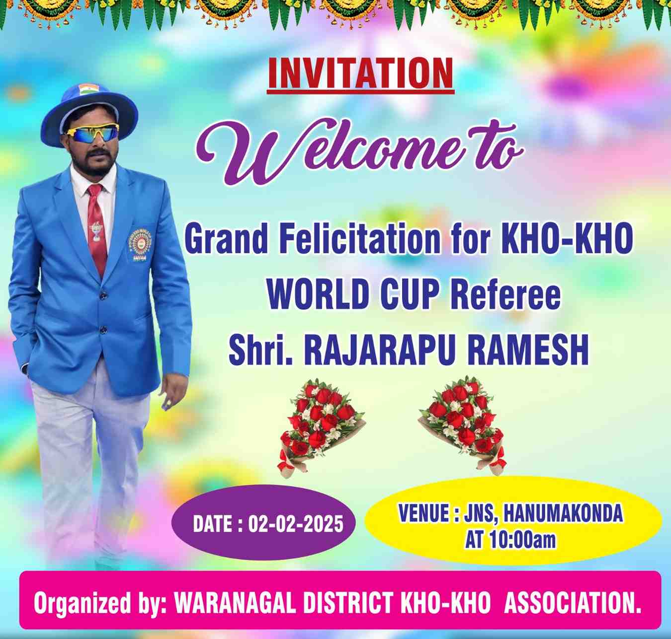 Warangal District Kho Kho Association Felicitates Shri Rajarapu Ramesh ...
